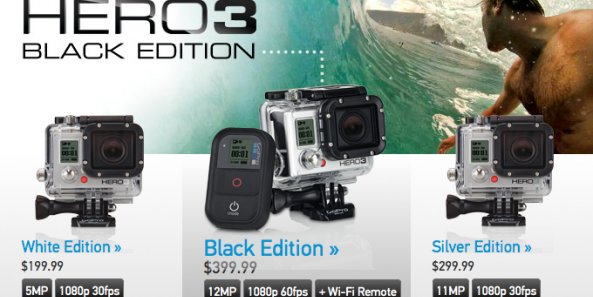 Major upgrade for GoPro: HERO3 available in 3 different models